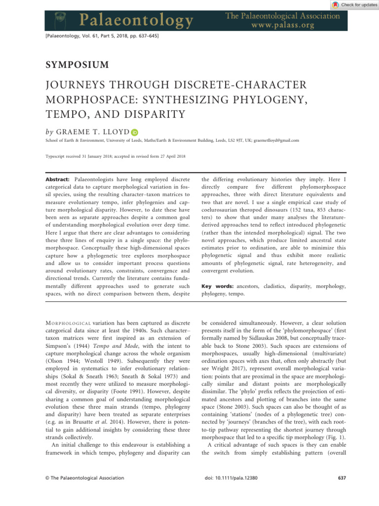 Palaeontology - 2018 - Lloyd - Journeys Through Discrete Character ...