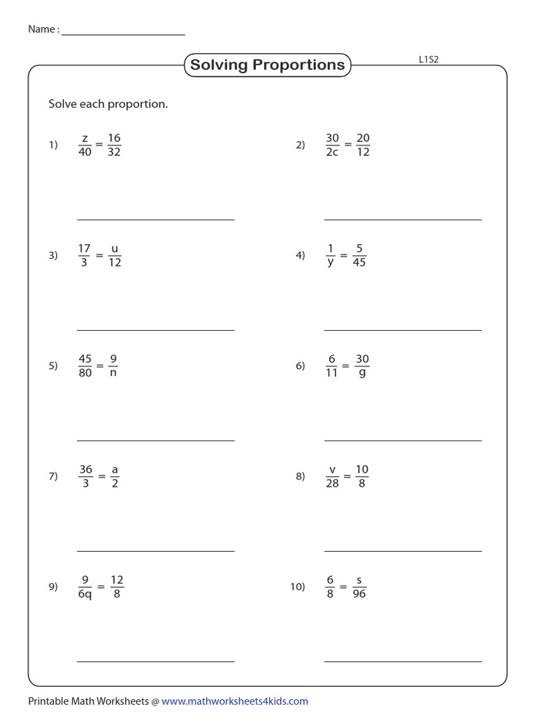 Solving Proportions: Solve Each Proportion | PDF