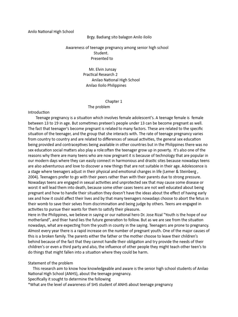 research | PDF | Adolescence | Teenage Pregnancy