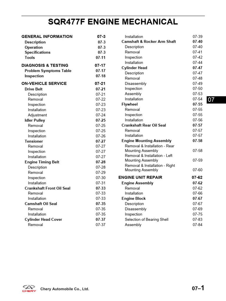 Sqr477f+Engine+Mechanical | PDF | Internal Combustion Engine | Belt (Mechanical)