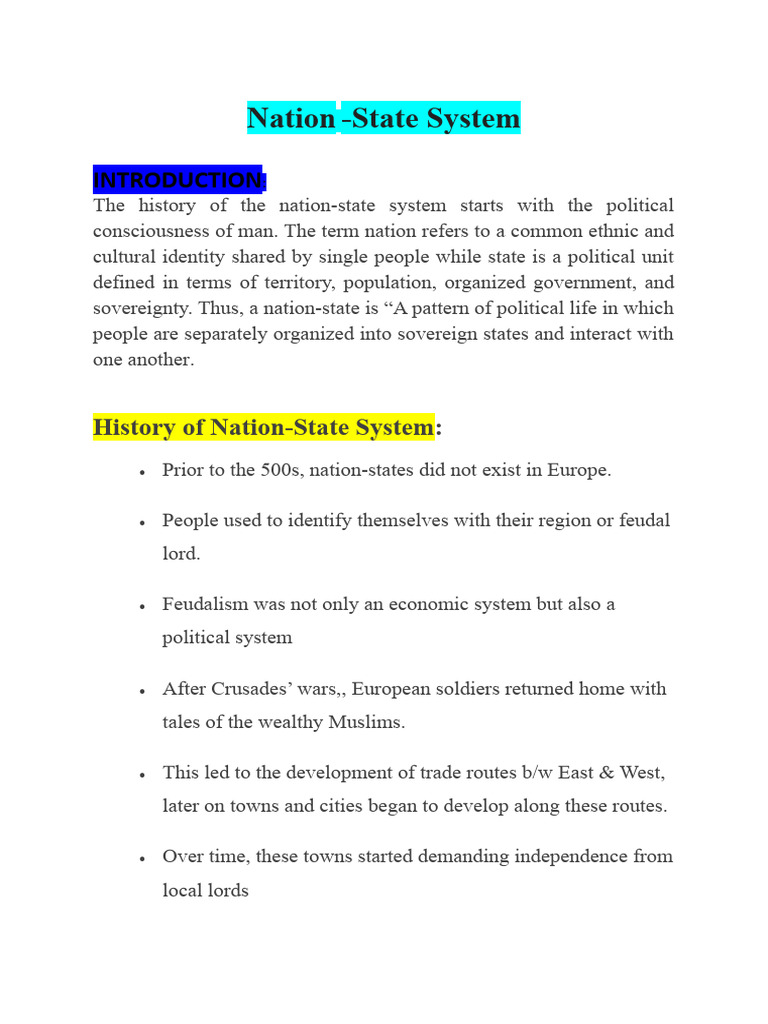 Nation state system | PDF | Rights | Human Rights