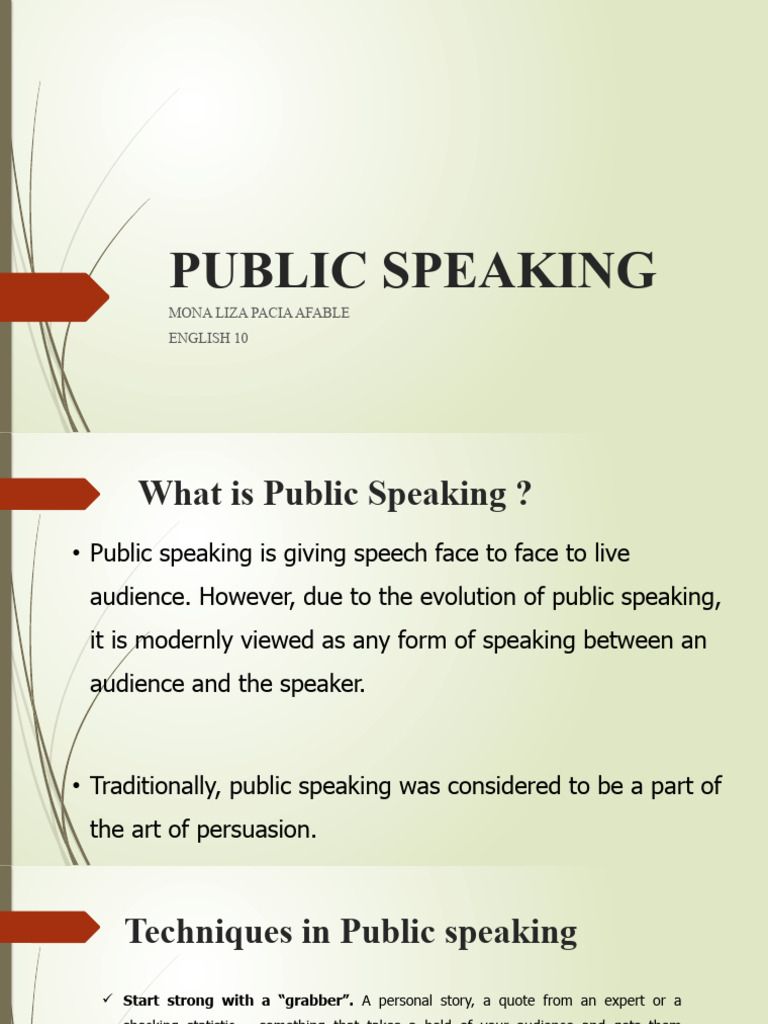Public Speaking Techniques and Practice | PDF | Public Speaking | Cognition
