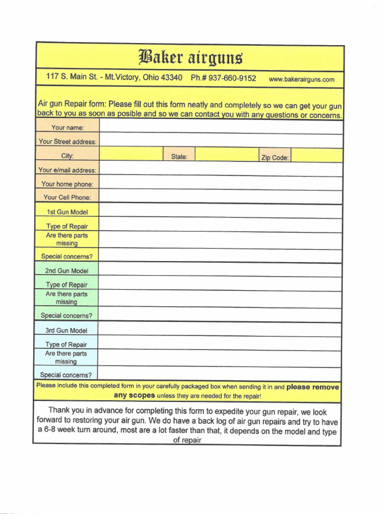 BAKER Air Gun Form PDF | PDF