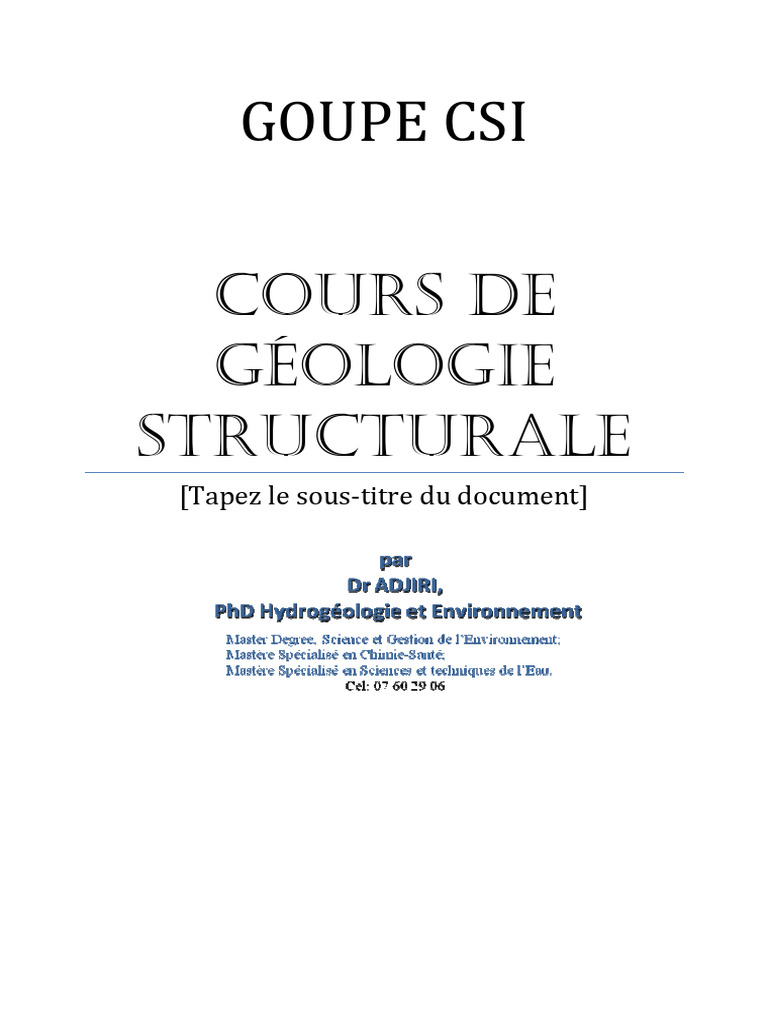 Cours de Géologie Structurale | PDF | Géologie | Faille (Géologie)