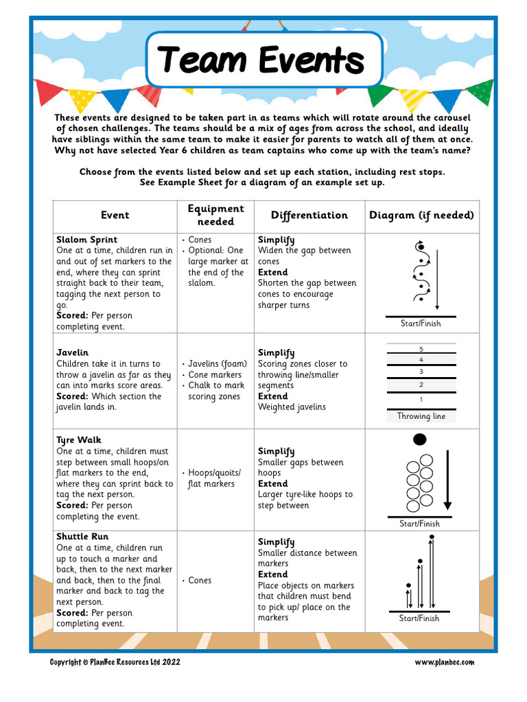 Sports Day Activities Ideas Pack | PDF | Sports | Athletic Sports