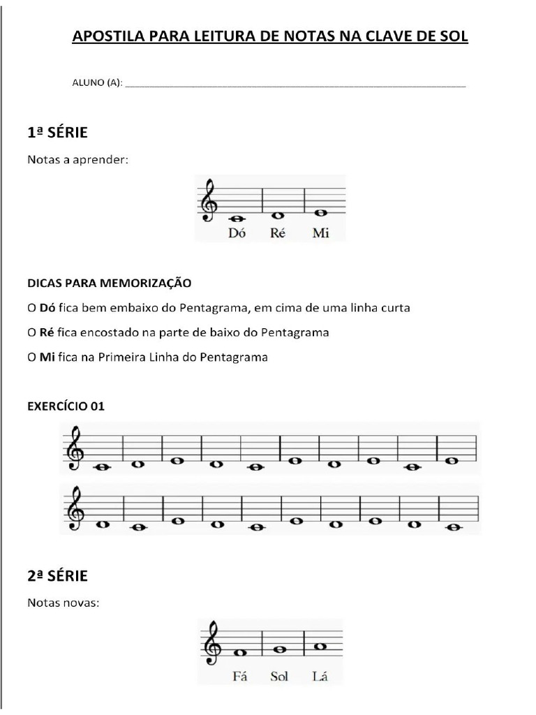 Exercícios Clave de Sol | PDF