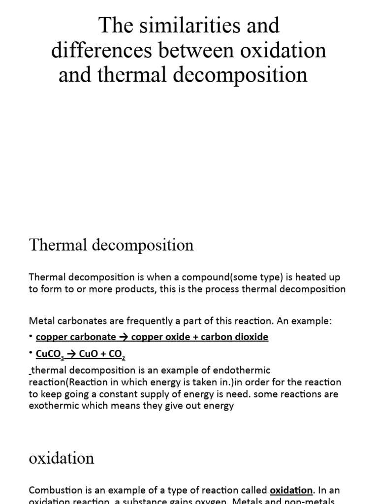 The Similarities and Differences Between Oxidation and Thermal | PDF