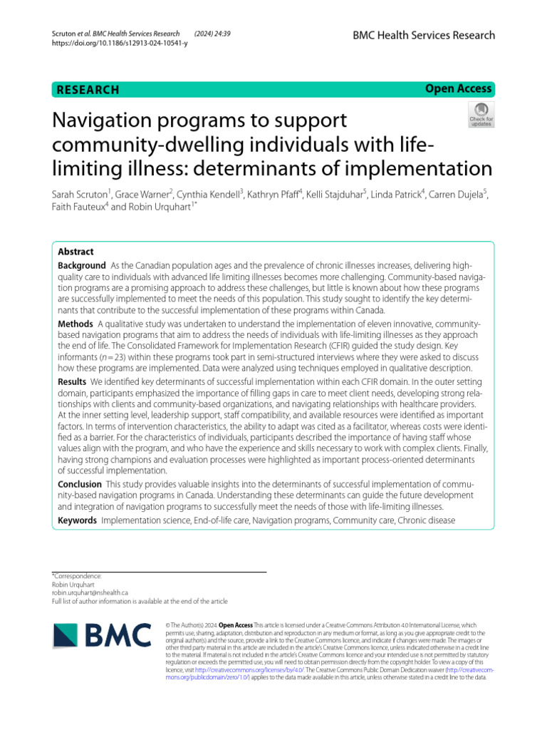 Navigation Programs To Support Community-Dwelling Individuals With Life ...