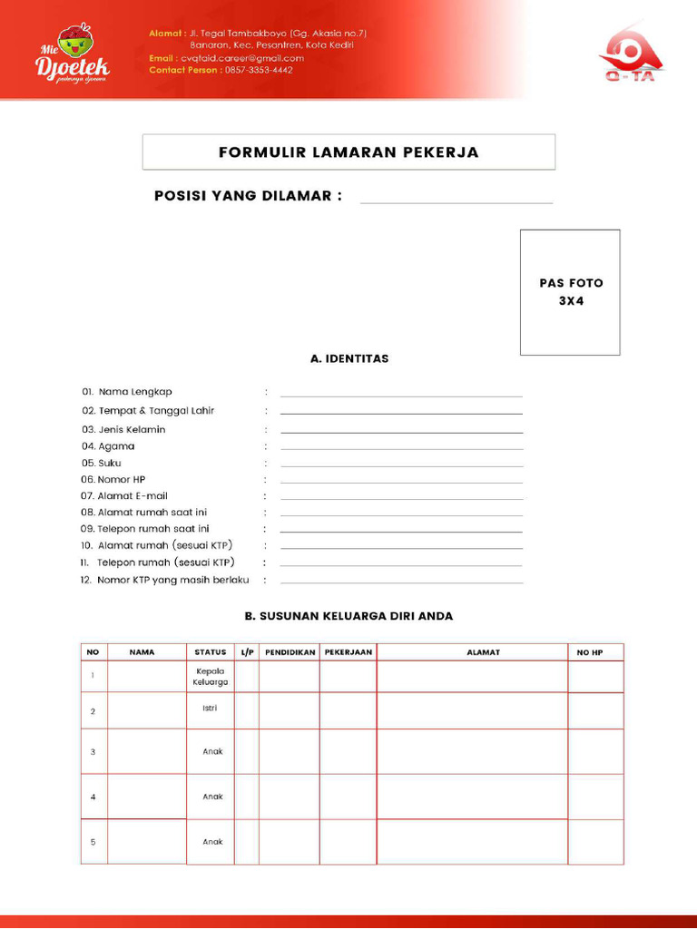 Form Pelamar Dan Test Disc | PDF