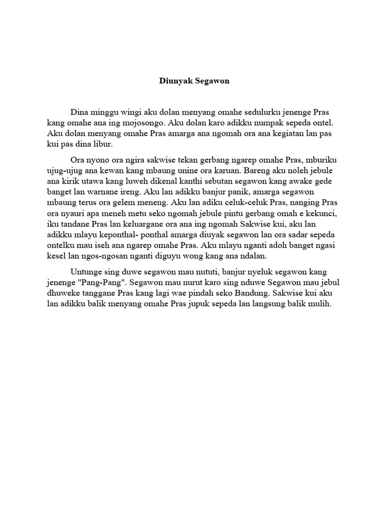 Cerkak Diunyak Segawon | PDF