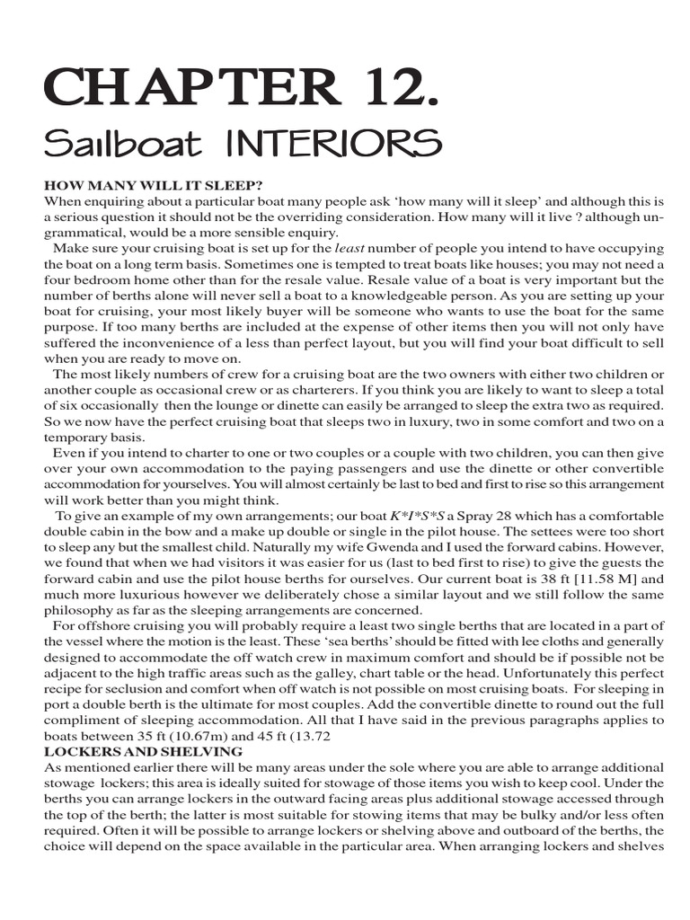 Chapter 12 Sailboat Interiors | PDF | Kerosene | Liquefied Petroleum Gas