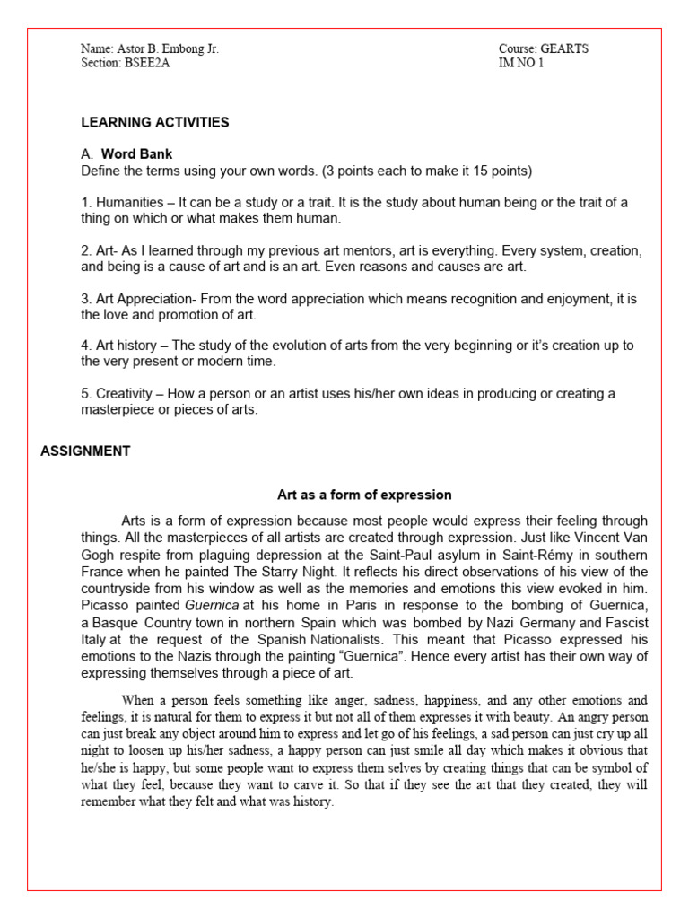 ART APP module 1 | PDF | Feeling | Emotions