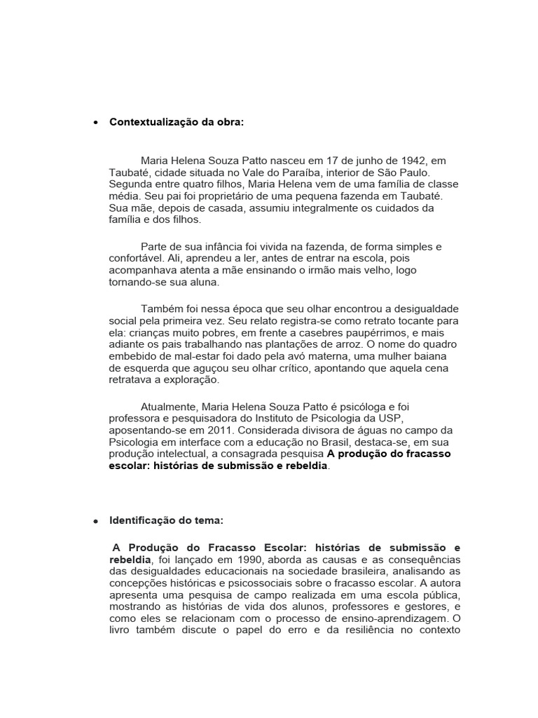 Fracasso Escolar: Submissão e Rebeldia | PDF | Sociologia | Psicologia