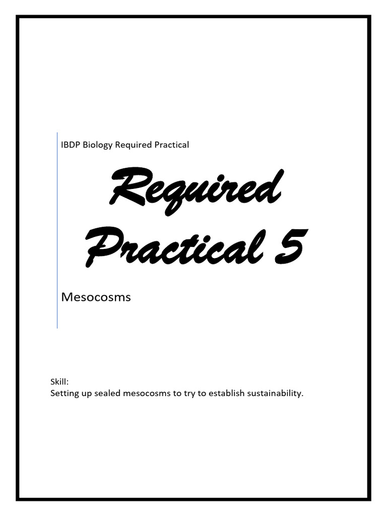 5 - IB Biology Required Practical 5 - Mesocosms - IBDP - Lab Experiment ...