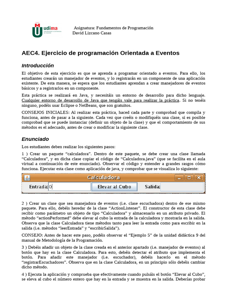 AEC4 | PDF | Java (lenguaje de programación) | Objeto (informática)