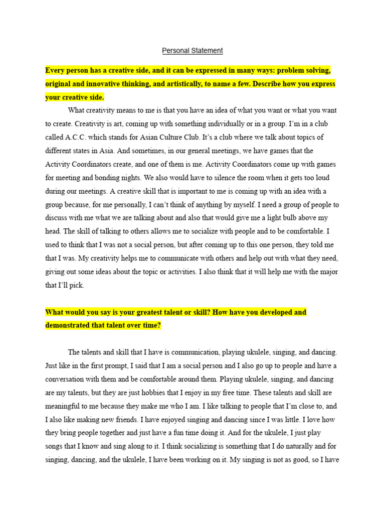 amy lor - personal statement | PDF | Learning | Cognition