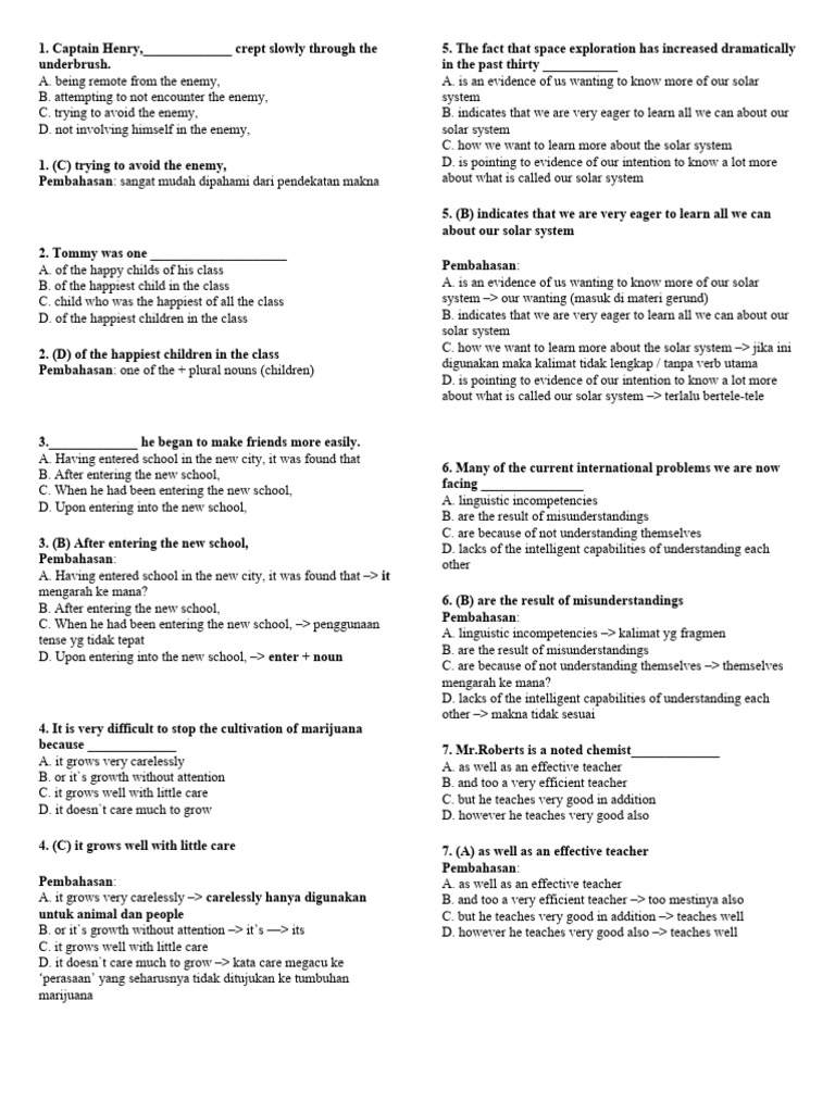 Soal Toefl Dan Pembahasan 2 | PDF | Verb | Adjective