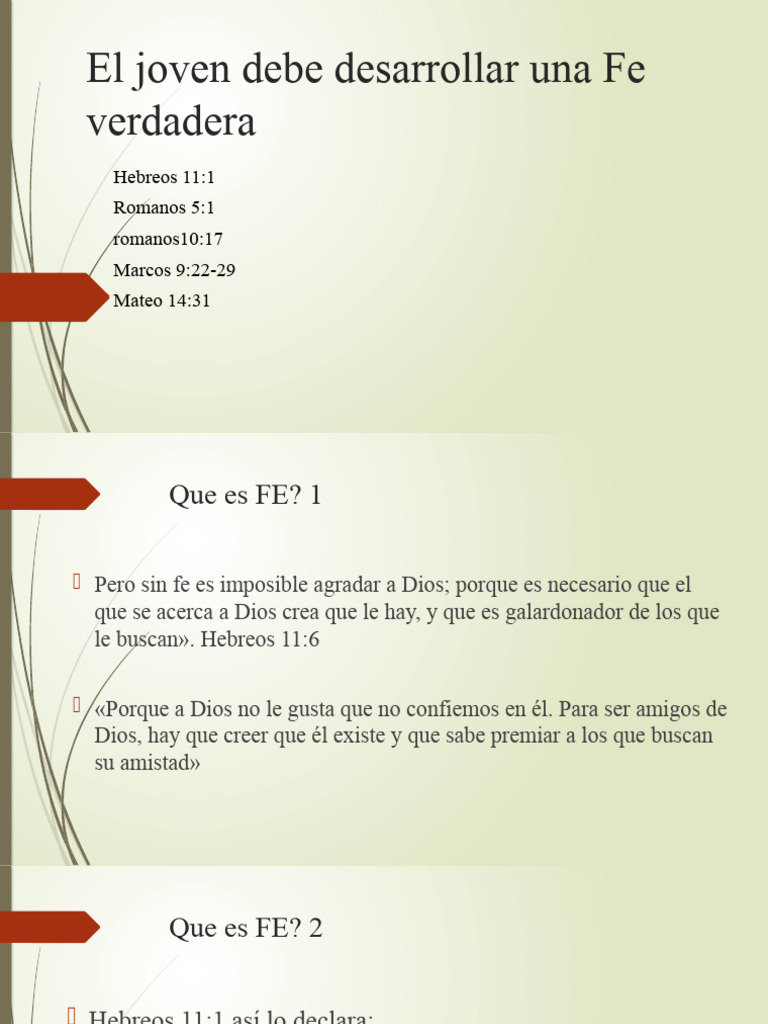 El Joven Debe Desarrollar Una Fe Verdadera | PDF | Fe | Dios