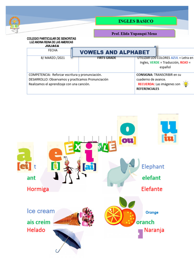 Vowels and Alphabet | PDF