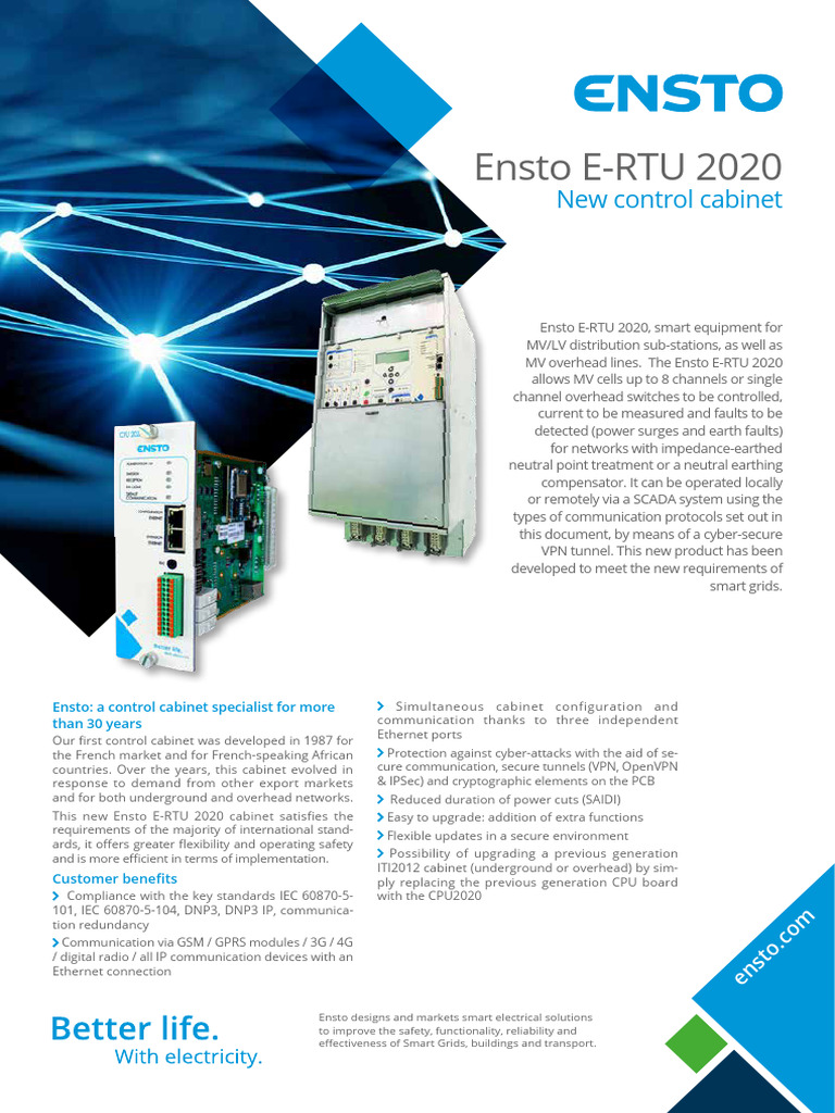 Enstonovexia Leaflet Ensto-E-Rtu-2020 Nx2009886-A en LR | PDF | Virtual Private Network | Scada