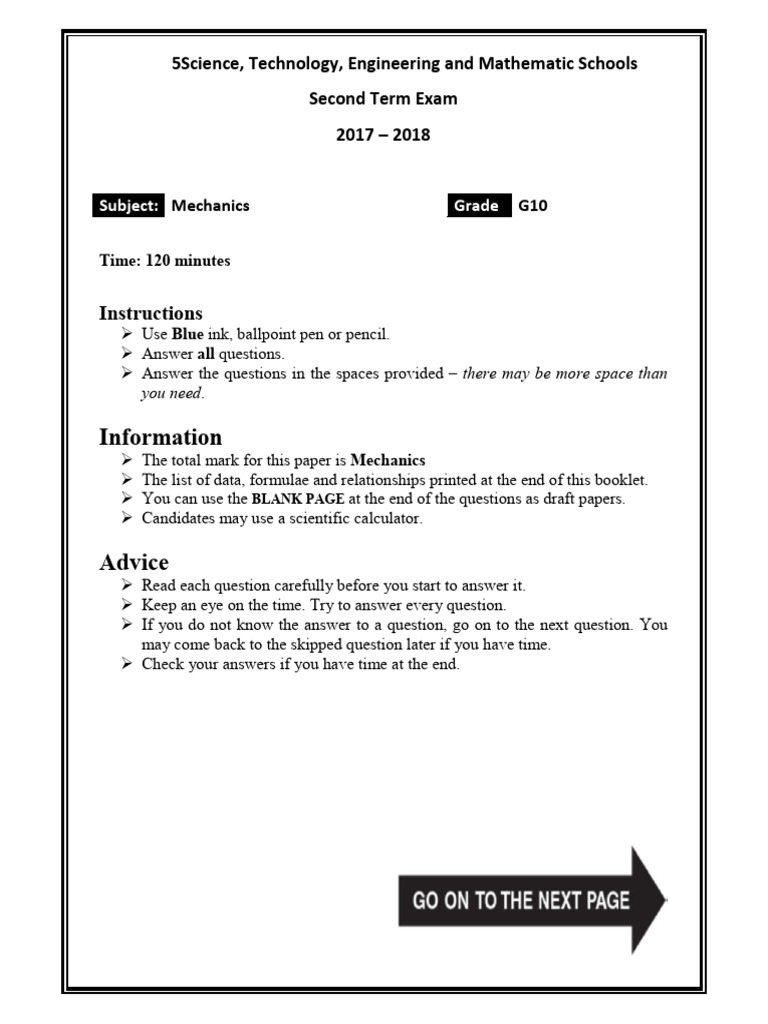 Mech 2017-2018, G10 2nd Term | PDF