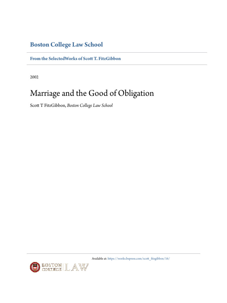 Marriage and The Good of Obligation | PDF | Utilitarianism | Marriage