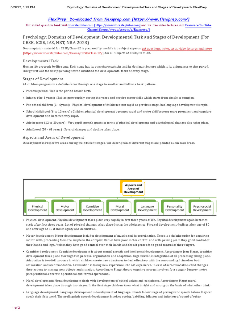 NIOS-Class-12-Psychology-Chapter-12-Domains-of-Development | PDF ...