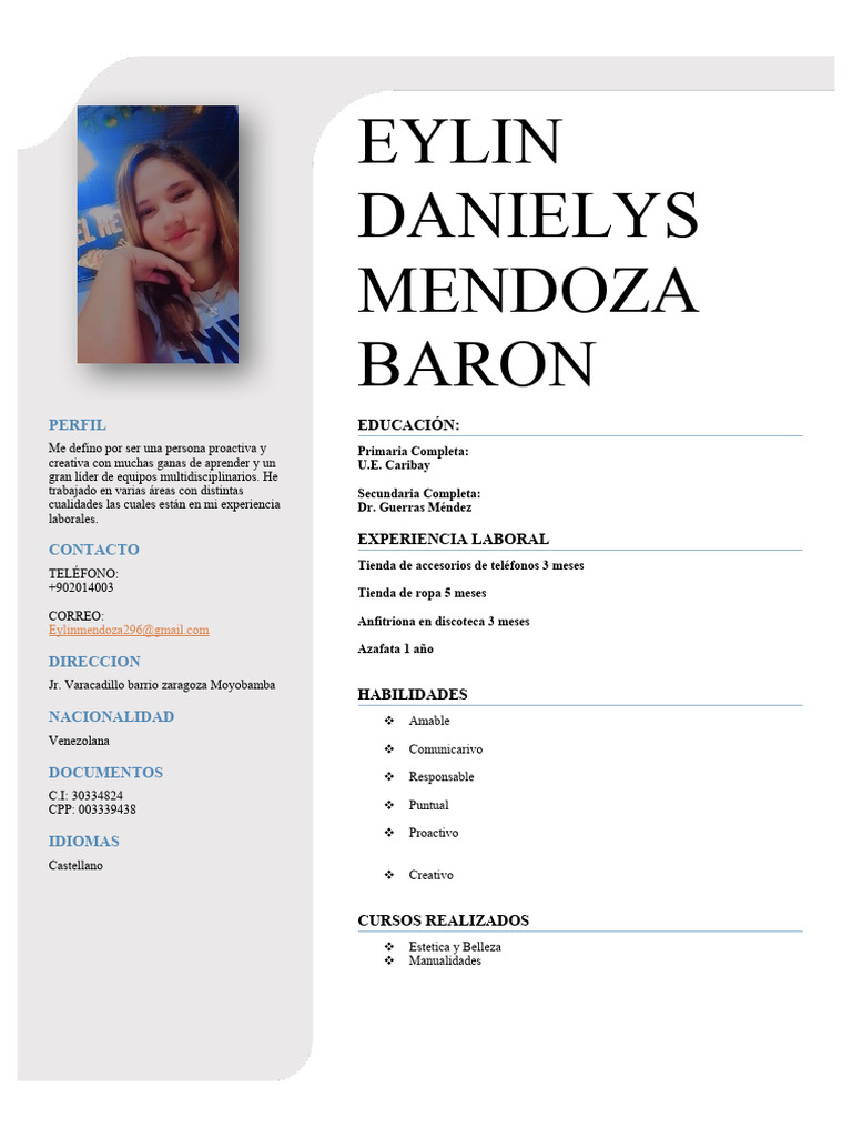 Curriculo Eylin | PDF