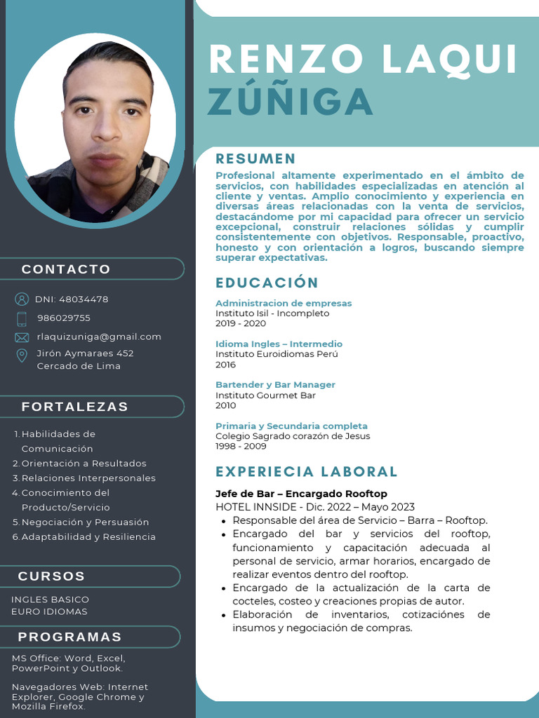CV Profesional Renzo Laqui 2024 | PDF | Microsoft Office
