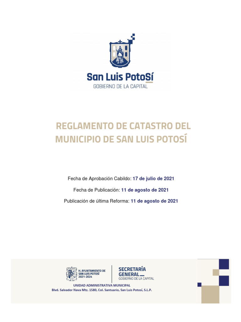 Reglamento de Catastro SLP | PDF