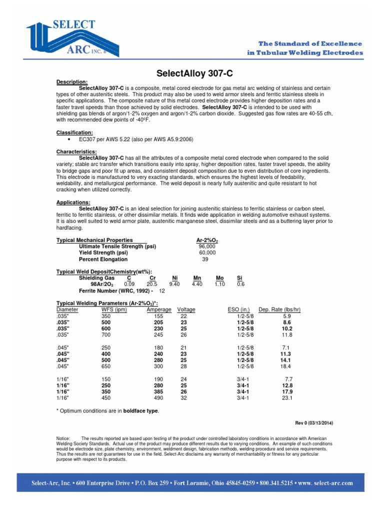 Selectalloy 307c | PDF | Stainless Steel | Steel