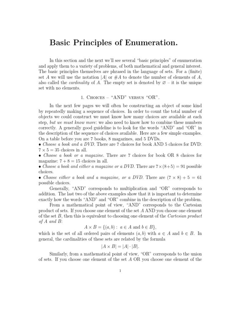Basic Principles of Enumeration (Lecture Notes) (David G. Wagner) (Z ...