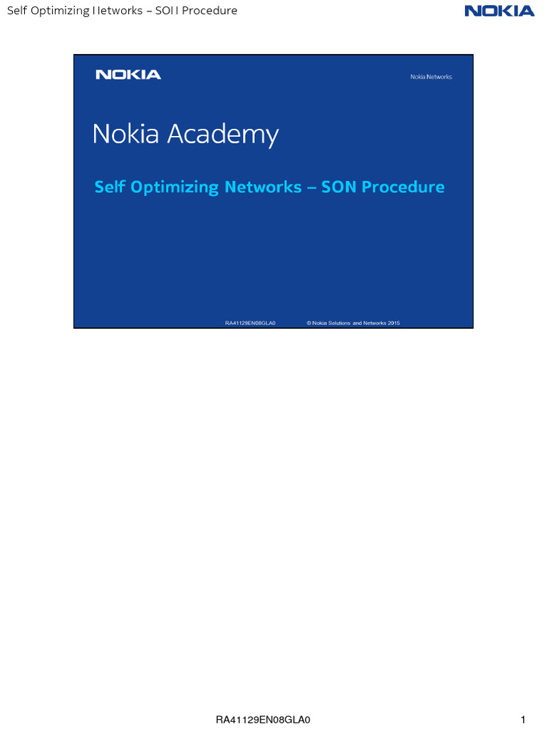 09 02 RA41129EN08GLA0 Self Optimizing Networks - SON Procedure | PDF ...