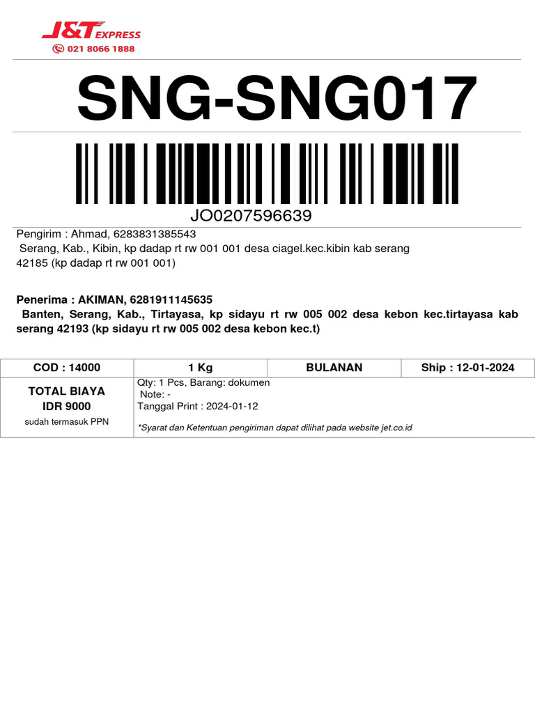 EVERPRO TRD2024011203709-J&T Express | PDF