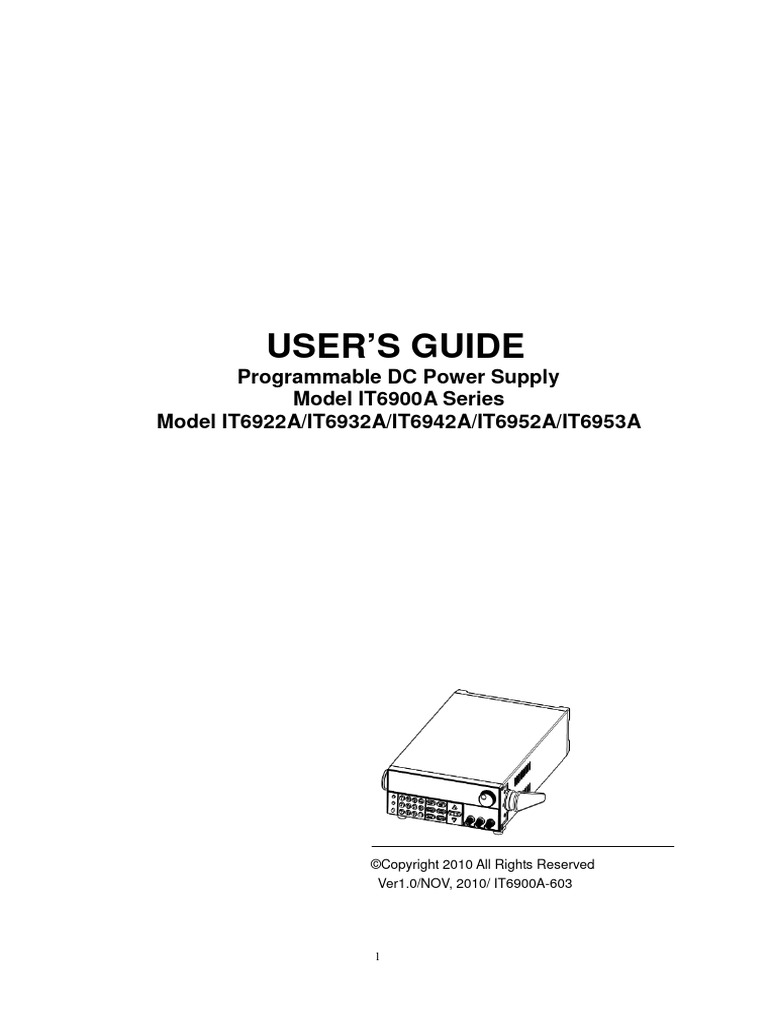 User'S Guide: Programmable DC Power Supply Model IT6900A Series Model ...