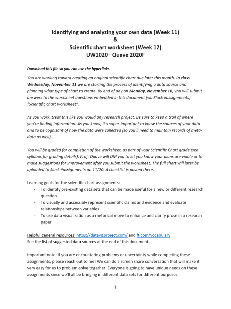 ID Your Own Data & Chart Worksheet | PDF