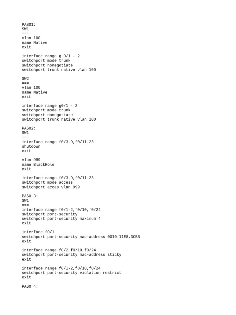 VLAN and Security Configuration Guide | PDF | Teaching Methods & Materials | Computers