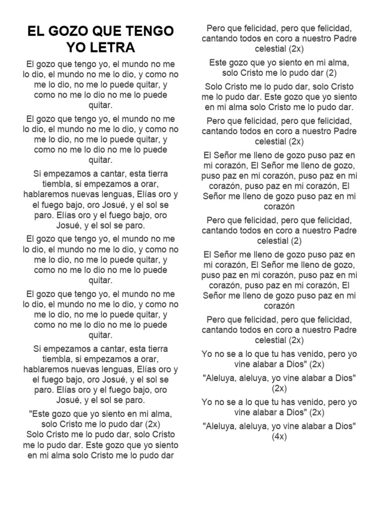El Gozo Que Tengo Yo Letra | PDF | Creencia religiosa y doctrina