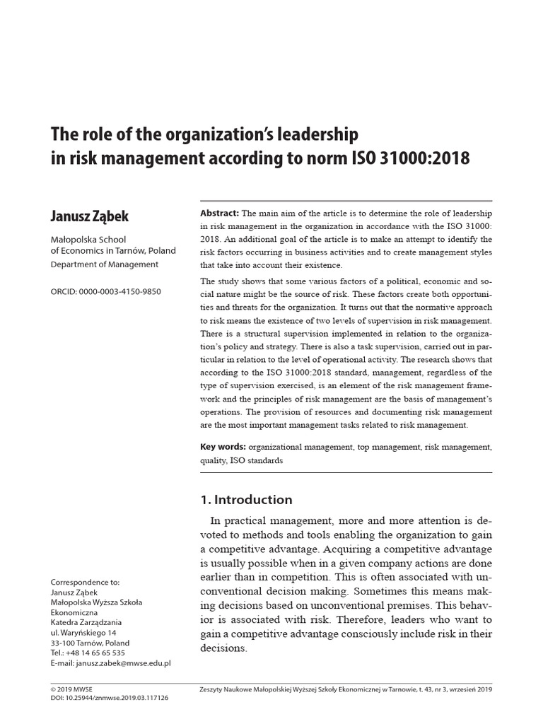 The Role of The Organization S Lead | PDF