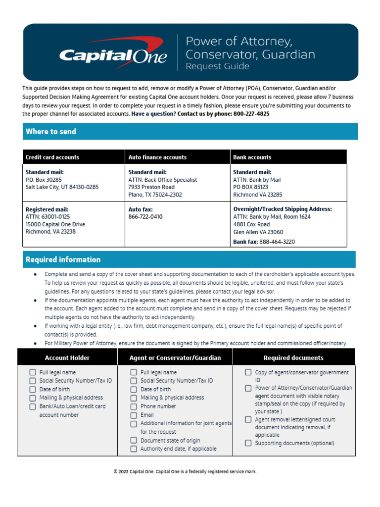 Capital One Power of Attorney Guide | PDF | Mail | Credit Card