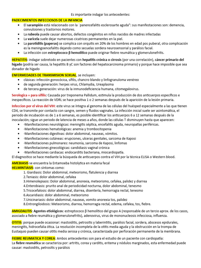 Antecedentes Patologicos | PDF | Anemia | Hepatitis