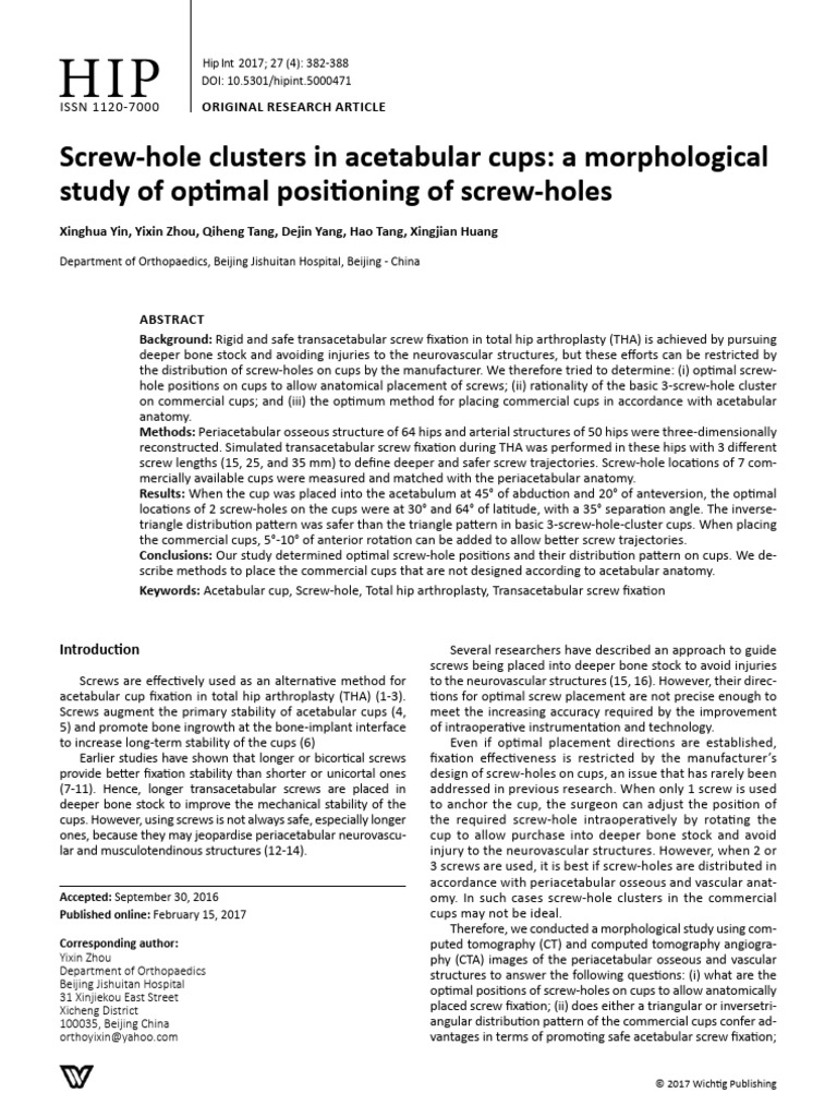 Screw hole clusters | PDF | Pelvis | Latitude