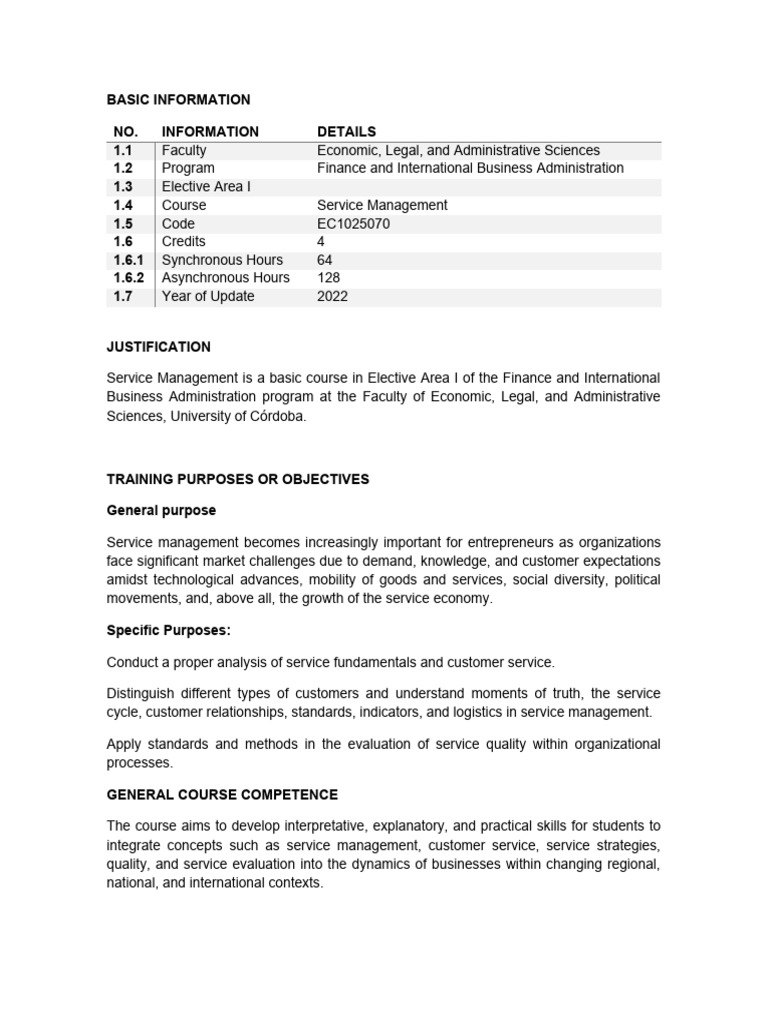 Basic Information-Service Management | PDF | Competence (Human ...