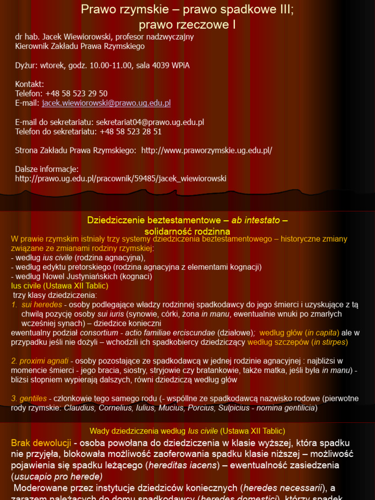 Prawo Rzymskie - Prawo Spadkowe III Prawo Rzeczowe | PDF