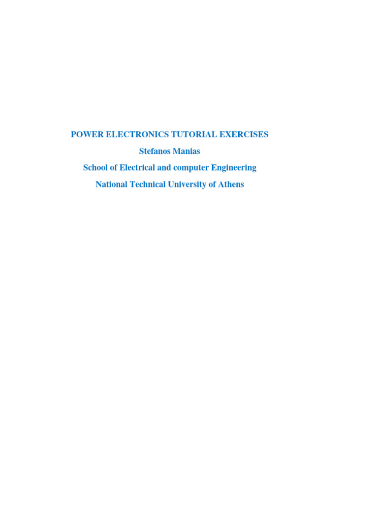 Power Electronics Tutorial Exercises | PDF | Power Electronics | Power ...