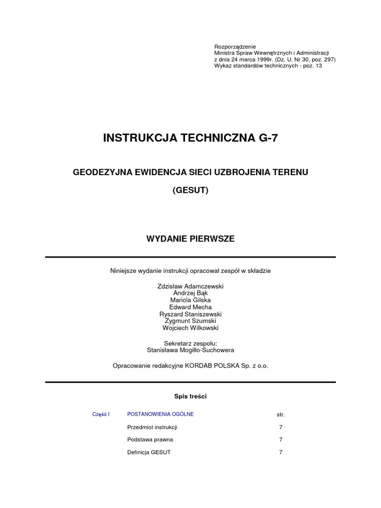 Instrukcja Techniczna G-7: Geodezyjna Ewidencja Sieci Uzbrojenia Terenu ...