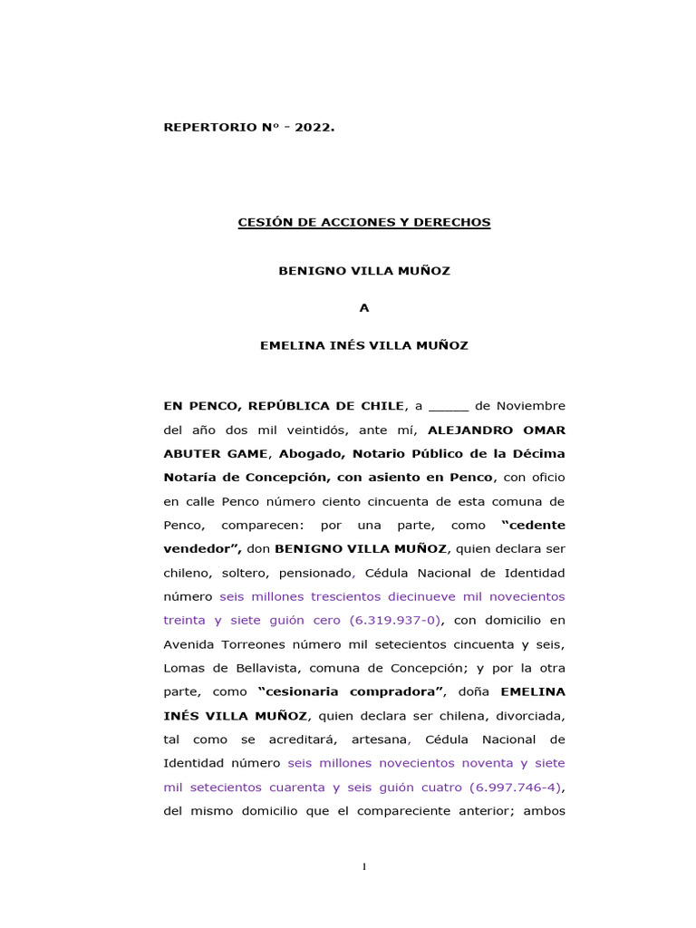 Cesión de Acciones y Derechos | PDF | Propiedad | Justicia