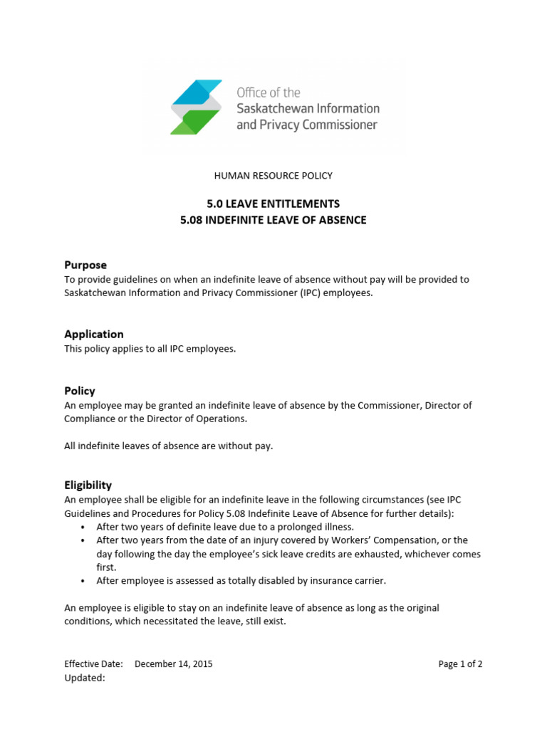 Indefinite Leave of Absence Policy | PDF | Business | Finance & Money ...