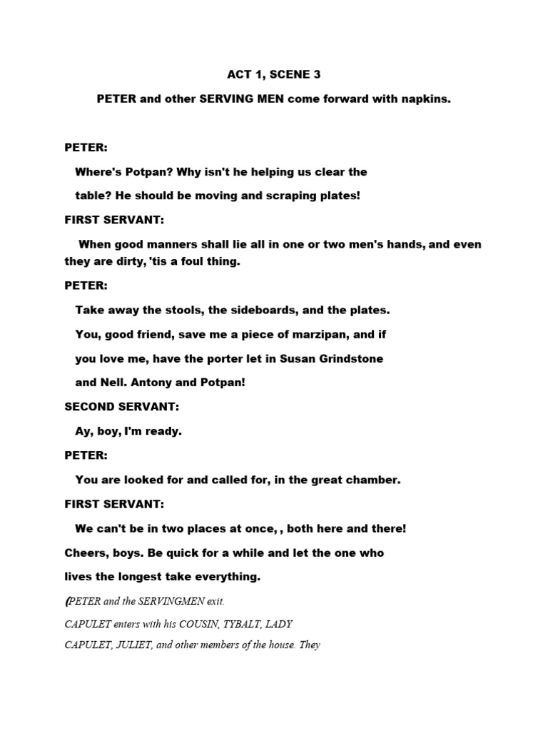 Romeo and Juliet Act 1 Scene 3 | Download Free PDF | Characters In ...