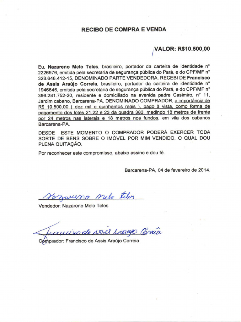 Recibo - de - Compra - e - Venda 2 | PDF